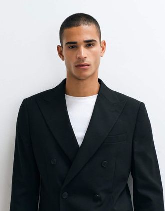 Asos blazer de costume regular crois&eacute; noir