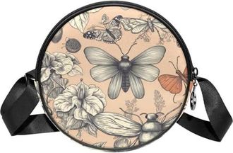 Generic Sac &agrave; bandouli&egrave;re rond pour femme, petit sac &agrave; bandouli&egrave;re avec fermeture &eacute;clair, bretelles r&eacute;glables, style d&eacute;contract&eacute;, pour femmes et filles