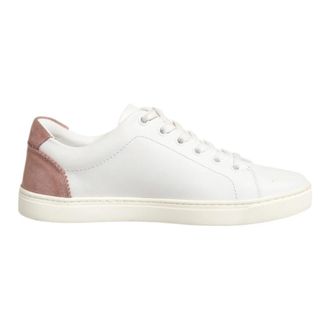 Dolce & Gabbana Wei&szlig;e Rosa Leder Low Top Sneakers - - Shoes - Damen - Wei&szlig; - 35 1/2 EU