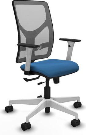 Piqueras y Crespo B&uuml;rostuhl mit wei&szlig;en und schwarzen Armlehnen, h&ouml;henverstellbare Lendenwirbelst&uuml;tze, ausgestattet mit Syncro/Traslack und Schneideschaum, Grau/Hellblau