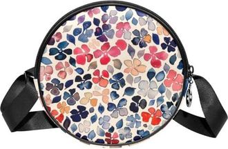 Generic Sac &agrave; bandouli&egrave;re rond pour femme, motif artistique, petit sac &agrave; bandouli&egrave;re avec fermeture &eacute;clair, bretelles r&eacute;glables, sac &agrave; main rond d&eacute;contract&eacute; p