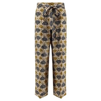 Max Mara Femme, Pantalons, Multicolore, Taille: 38 FR Pantalon en Soie Multicolore avec Ceinture