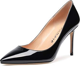 Castamere Escarpins Femme Bout Fermé Aiguille Talon 8.5CM Heels Noir Vernis Escarpin EU 37.5