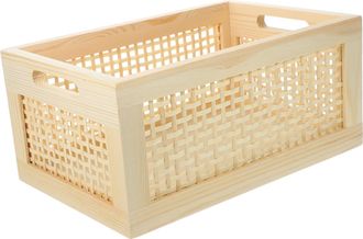 Pretyzoom Holz-aufbewahrungskorb Tischkorb Ohne Deckel Hohler Griffkorb Für Kleinigkeiten Geflochtener Korb Als Organizer Für Zuhause Großes Fassungsvermögen