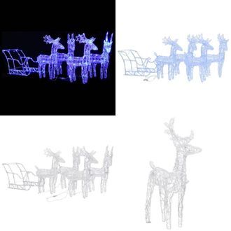 vidaXL Weihnachtsdekoration Rentiere & Schlitten 280x28x55 cm Acryl - LED-Rentier - LED-Rentiere - Home & Living