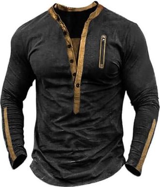 Generic Pull ajust&eacute; &agrave; col en V pour homme - Pull moulant &agrave; col en V profond - Pull dentra&icirc;nement &agrave; s&eacute;chage rapide - Pull l&eacute;ger &agrave; boutons - Haut Henley d&eacute;contr