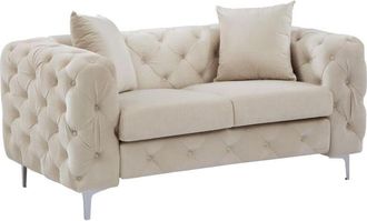 Vente-Unique Vente-unique - Canapé 2 places chesterfield en velours beige edwina