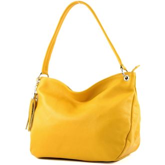 modamoda.de T154 - ital Schultertasche Umh&auml;ngetasche aus Leder, Farbe:Sonnengelb2021