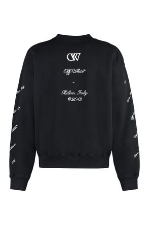 Off-white Mens Cotton Crew-Neck Sweatshirt Black General Crocodile Skin Sweatshirts Sweater