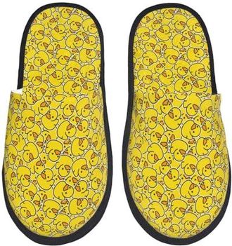 Generic Pantoufles Unisexes Canard Dessin Animé Animal Jaune Imprimé Chausson Hommes Automne Hiver Doublées En Peluche Pantoufles Pour Invités, Pour Fête, Hom