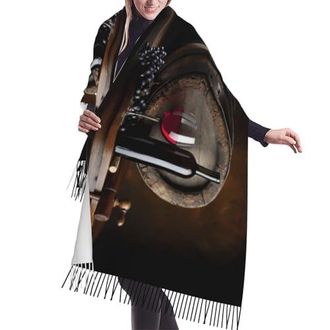 Generic Unisexe Foulard Echarpe Bouteille de vin rouge en verre imprimée Écharpe Femme Imprimé Foulard Femme pour Femmes Party Noël 68X196cm