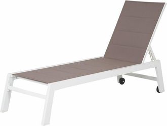 Happy Garden Bain de soleil BARBADOS en textil&egrave;ne taupe - aluminium blanc