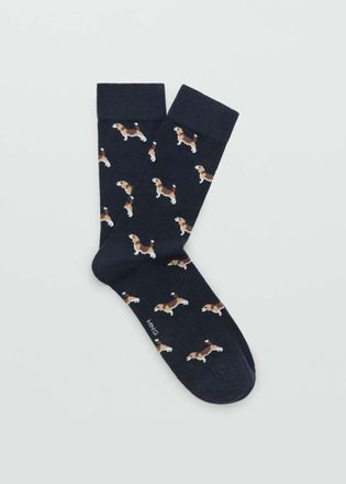 Mango Chaussettes coton imprim&eacute; chien bleu marine - Homme - 40-42 - MANGO MAN