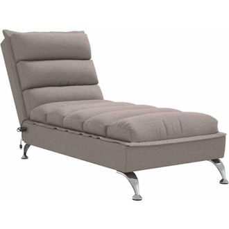 vidaXL Chaise longue de massage avec coussins taupe tissu Vidaxl