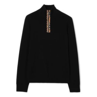 Burberry Check-Trim Funnel-Neck Sweater - - Knitwear - Herren - Schwarzk - L