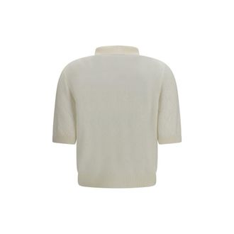 Balmain Womens White Wool Oves Aries Polo Shirt