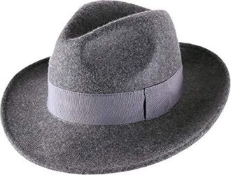 Classic Italy Chapeau Fedora Pliable, imperméable, Feutre Homme ou Femme Fedora - Taille 62 cm - Gris-Chine