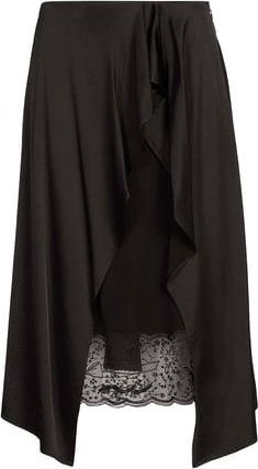 Acne Studios Jupe satin&eacute;e avec dentelle asym&eacute;trique