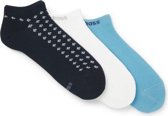 HUGO BOSS Sneakersocken BOSS 3P AS Minipattern CC, Herren, Gr. 43-46, dunkelblau 401, Baumwollmischung, unifarben, normal, Socken Sneakersocken