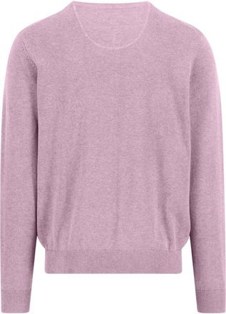 Fynch-Hatton Strickpullover rosa,Basic,Baumwolle,Meliert,Rundhals,Lang,Casual Fit