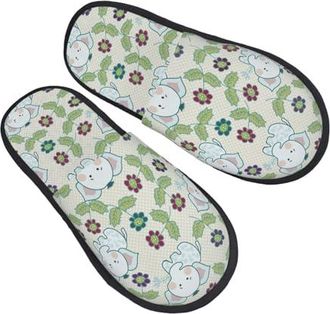 Generic &Eacute;l&eacute;phants Et Fleurs Homme Femme Slippers L&eacute;g&egrave;res Chaussons Confortable Chaussures De Maison Pour Ext&eacute;rieur Hiver Automne M