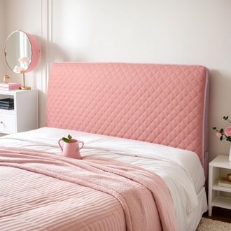 Generic Gepolsterter Samt-Kopfteilschutz, waschbar, weich, dehnbar, modernes Design, Doppelbett, Einzelbett, Kingsize, Dicker Komplettbezug(A,180cm)