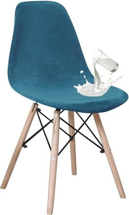 Generic Stretch-Stuhlbezüge Aus Velours Dehnbar, Waschbar & Universell Für Esszimmer, Küche, Hotel Und Feste(Peacock Blue,6 PCS)
