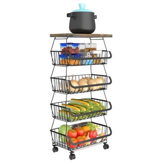 Generico Snackwagen mit Rädern, Speisekammerwagen | Mehrzweckwagen zur Aufbewahrung von - Gemüseaufbewahrungsregal, Aufbewahrungswagen mit Rädern, Organ