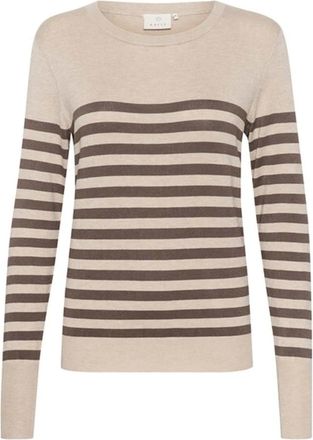 Kaffe Femme, Pulls, Multicolore, Taille: 44 FR Pull &agrave; Rayures en Tricot Gris Plume/Marron