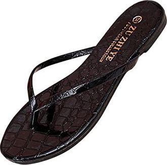 Generic Tongs de bain pour femme - Antid&eacute;rapantes - Noir - &Eacute;l&eacute;gantes - Pour le printemps - Avec talon - Pour l&eacute;t&eacute; - Chaussures de plage ouvertes, Noir, 38 EU