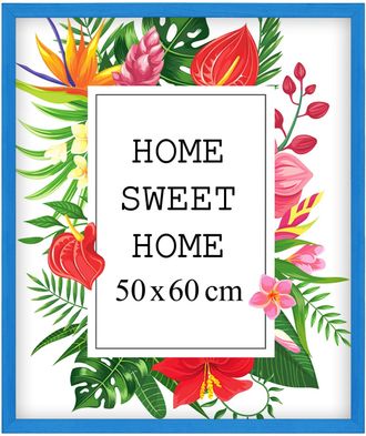 MG Design Blau Bilderrahmen 50 x 60 cm - Aus echtem Holz mit Acrylglas, zum Aufhängen & Aufstellen, für Fotos, Poster & Puzzle