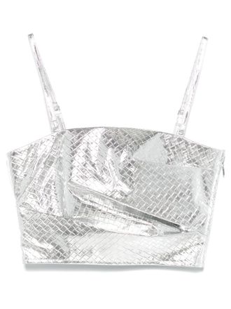 Rotate Drapiertes Top mit Flechtdetail - Silber