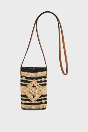 Gerard Darel Porte t&eacute;l&eacute;phone en raphia - ROSIE - Ficelle/Noir