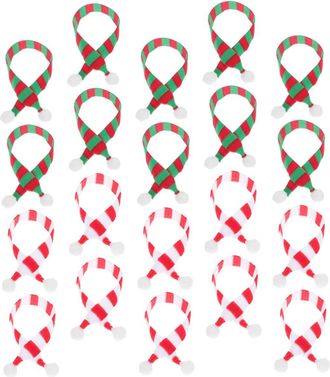 Valiclud 20st&uuml;cke Mini Strick Schals Weihnachtsdeko f&uuml;r Weinflaschen Puppenaccessoires Gastgeschenke Winzige Schals f&uuml;r Festtagsdekoration