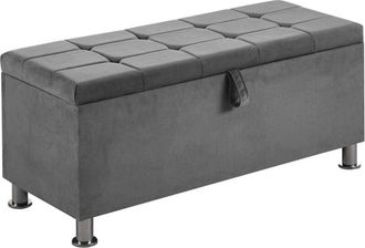 Home Discount Valencia Banc Ottoman de Rangement, boîte à Couvertures, Coffre de Couloir et Chambre H 44 x L 100 x P 40 cm, Velours-Gris-Clair