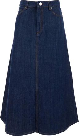 Ami Femme, Jupes, Bleu, Taille: 42 FR Cotton Long Skirt