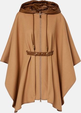 Moncler Cape ceintur&eacute;e en laine m&eacute;lang&eacute;e