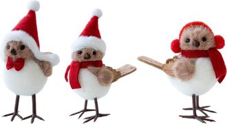 Cabilock 3 Weihnachtsvogel Dekorationen Stehende Vogelfiguren Mit Schal Und Mütze Für Den Weihnachtsbaum - Tischdekoration Für Feiertage