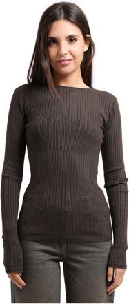 Patrizia Pepe Pull en maille c&ocirc;tel&eacute;e - Femme - Pulls - Brun - Taille: 42 FR