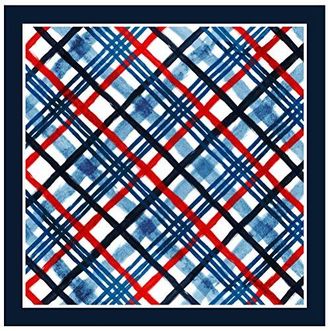 TigerTie soie chiffon nicki - marine bleu rouge gris weiss &agrave; dessins - 100% soie - taille 50 x 50 cm