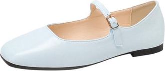 Minetom Femmes Filles Mary Jane Élégant Fête Soirée Ballerines Confortable Simili Cuir Chaussures Plates avec Boucle B Bleu 39 EU