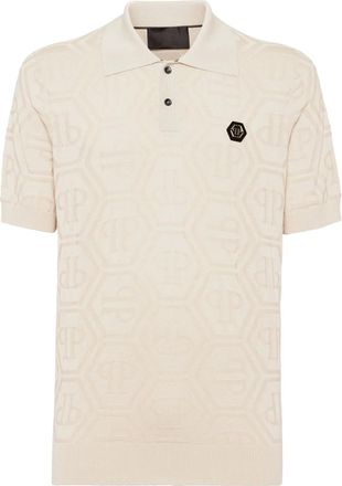 Philipp Plein polo à motif monogrammé en jacquard - Tons neutres