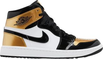 Nike Jordan Homme, Chaussures, Blanc, Taille: 44 1/2 EU 1 High Golf Patent Gold Toe