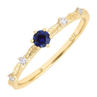 Edenly Ol&eacute;ane Ring - 9-kar&auml;tiges Gelbgold, Saphir und synthetische Diamanten