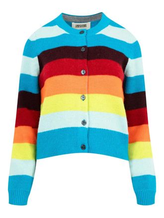 Christopher John Rogers Gestreifter Cropped-Cardigan - Blau