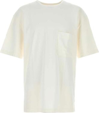 Christophe Lemaire Homme, Tops, Blanc, Taille: S T-shirt &agrave; col rond en jersey de coton avec poche