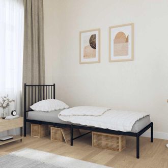 vidaXL Bettgestell mit Kopfteil Metall Schwarz 75x190 cm Vidaxl