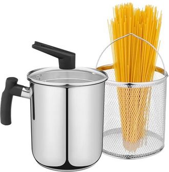 Navaris Cuiseur &agrave; Spaghetti - Casserole &agrave; Spaghettis 23 x 17 x 26 cm en Acier Inoxydable avec Panier - Convient aussi pour L&eacute;gumes Asperges - Capacit&eacute; de 3,4 