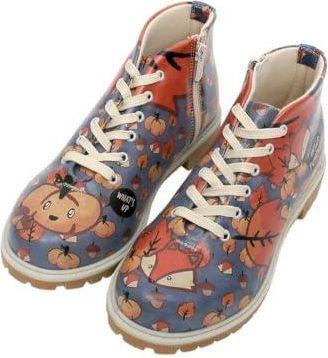 Dogo Femme Cuir Vegan Bleu Bottines - Hello Pumpkin Motif