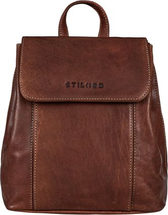 STILORD Fiona Daypack Rucksack Damen Leder Klein für City Shopping Freizeit iPad 9.7 Zoll Vintage Rucksackhandtasche aus Echtem Leder, Farbe:cannes - braun